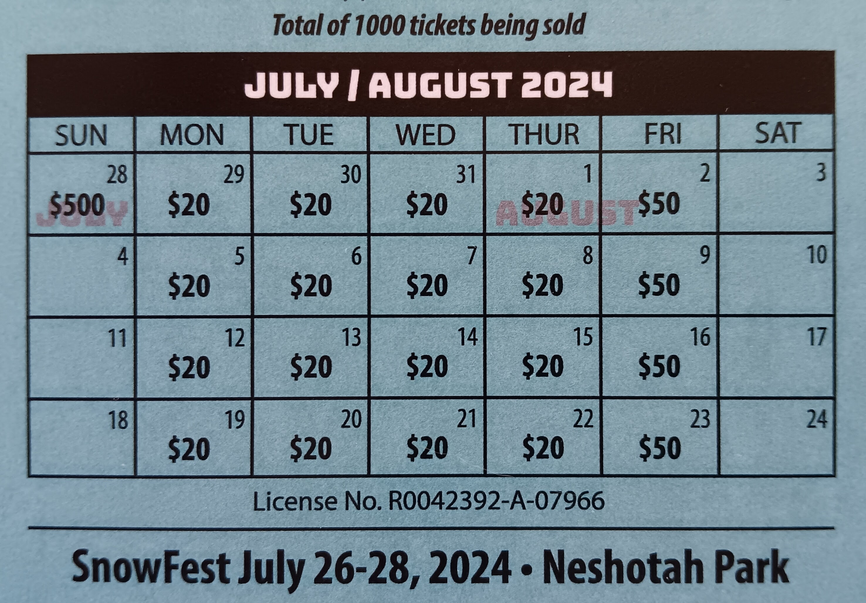 Calendar Raffle Winners – Two Rivers SnowFest